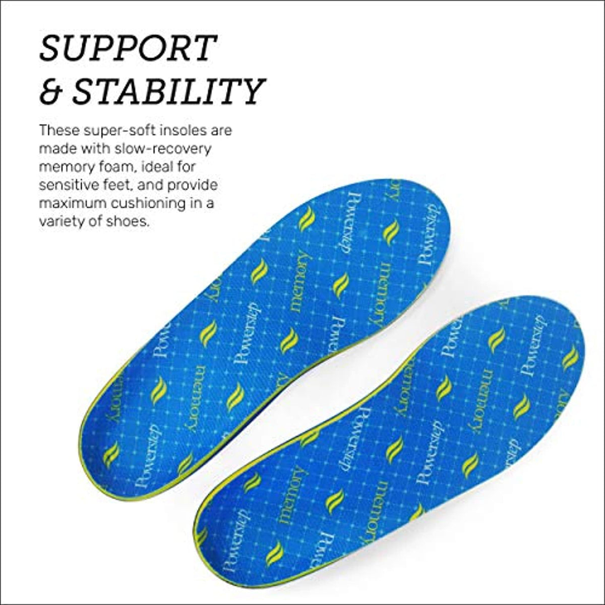 PowerStep Memory Foam Comfort Orthotic Insoles | Heel and Arch Pain ...