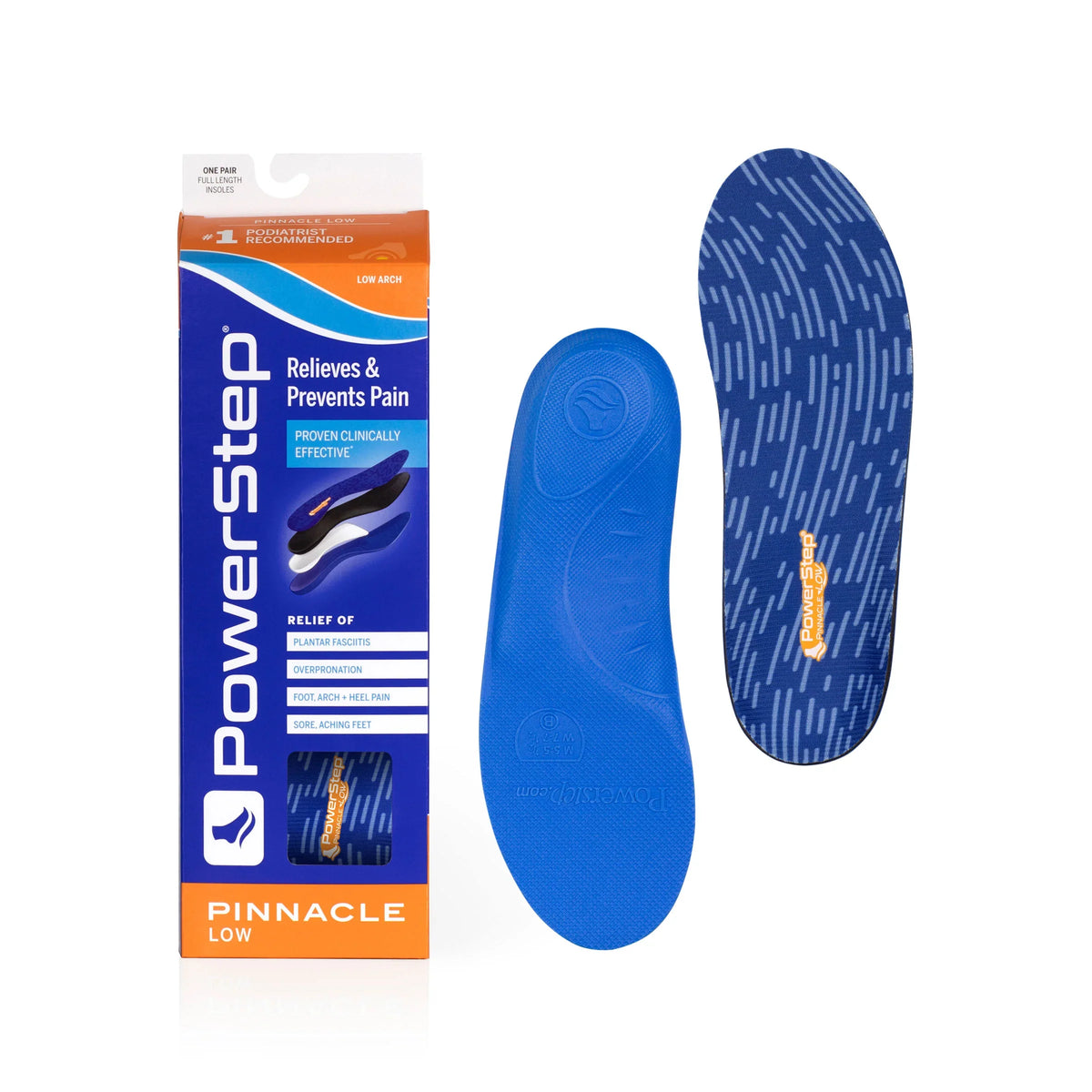 PowerStep Pinnacle LowArch Full Insoles Orthotics - Flat Feet Pain ...